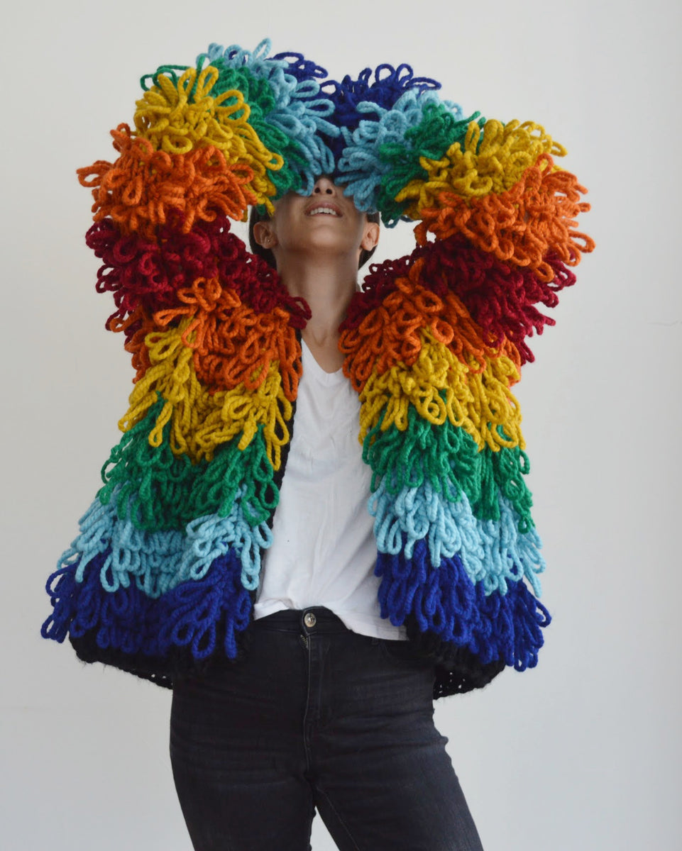 Rainbow Loopy Cardi - Downloadable Chunky Knitting Pattern – KNIT SAFARI